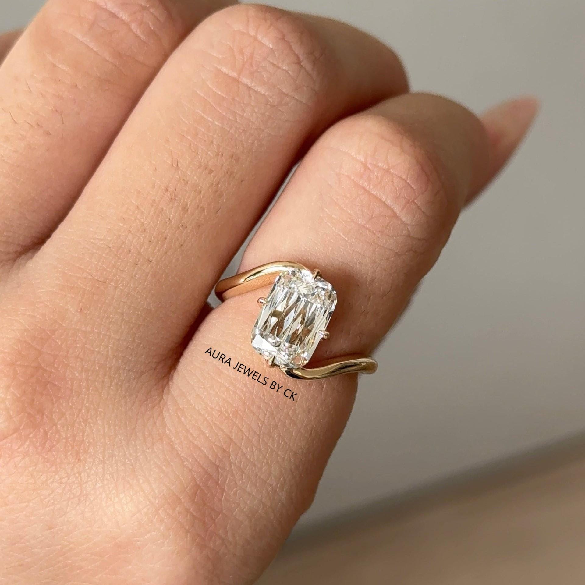 2.00ct Ashoka Cut Lab-grown Diamond Engagement Ring: 14k Gold Solitaire ...