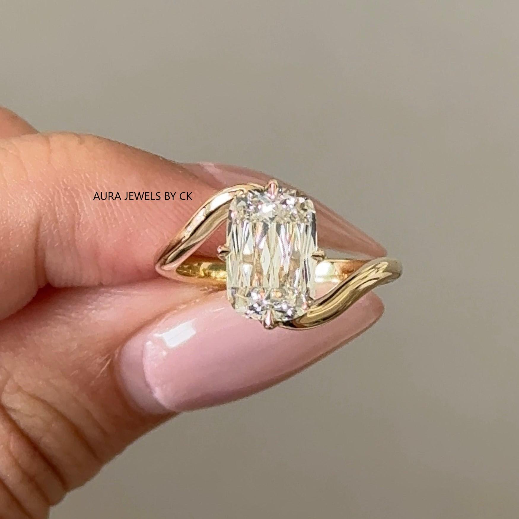 2.00ct Ashoka Cut Lab-grown Diamond Engagement Ring: 14k Gold Solitaire ...
