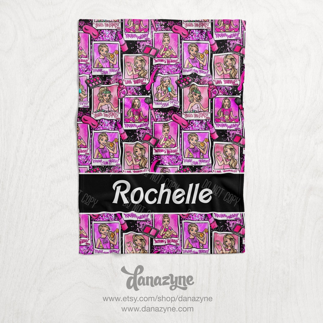 Personalized Comfy Barbie Inspired Polaroid Blanket Repeating Pattern ...