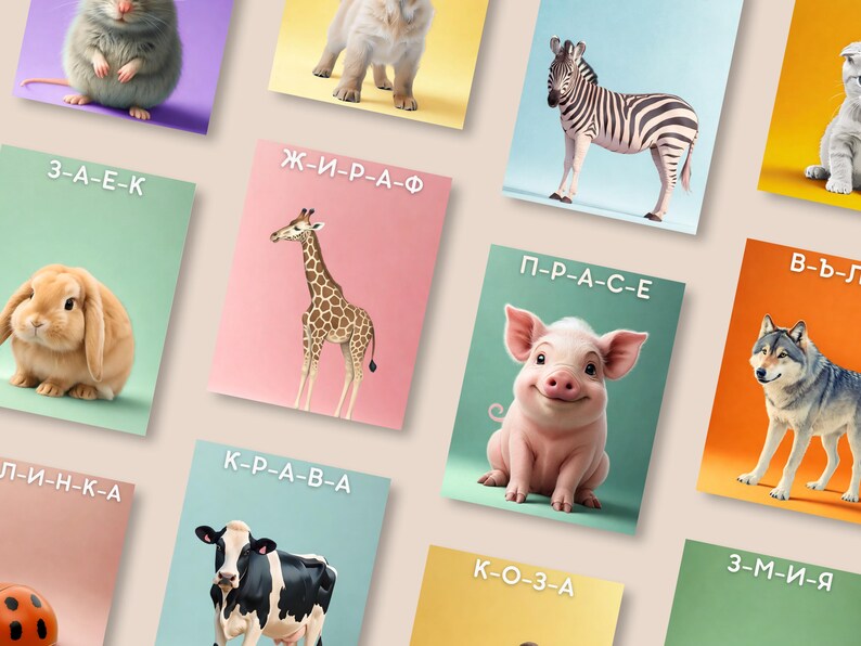 20 Printable Animal Flashcards for Kids – Learn Bulgarian | 20 Карти с ...