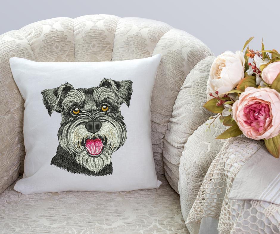 Schnauzer Dog Embroidery Design: Realistic Pet Pattern (digital ...