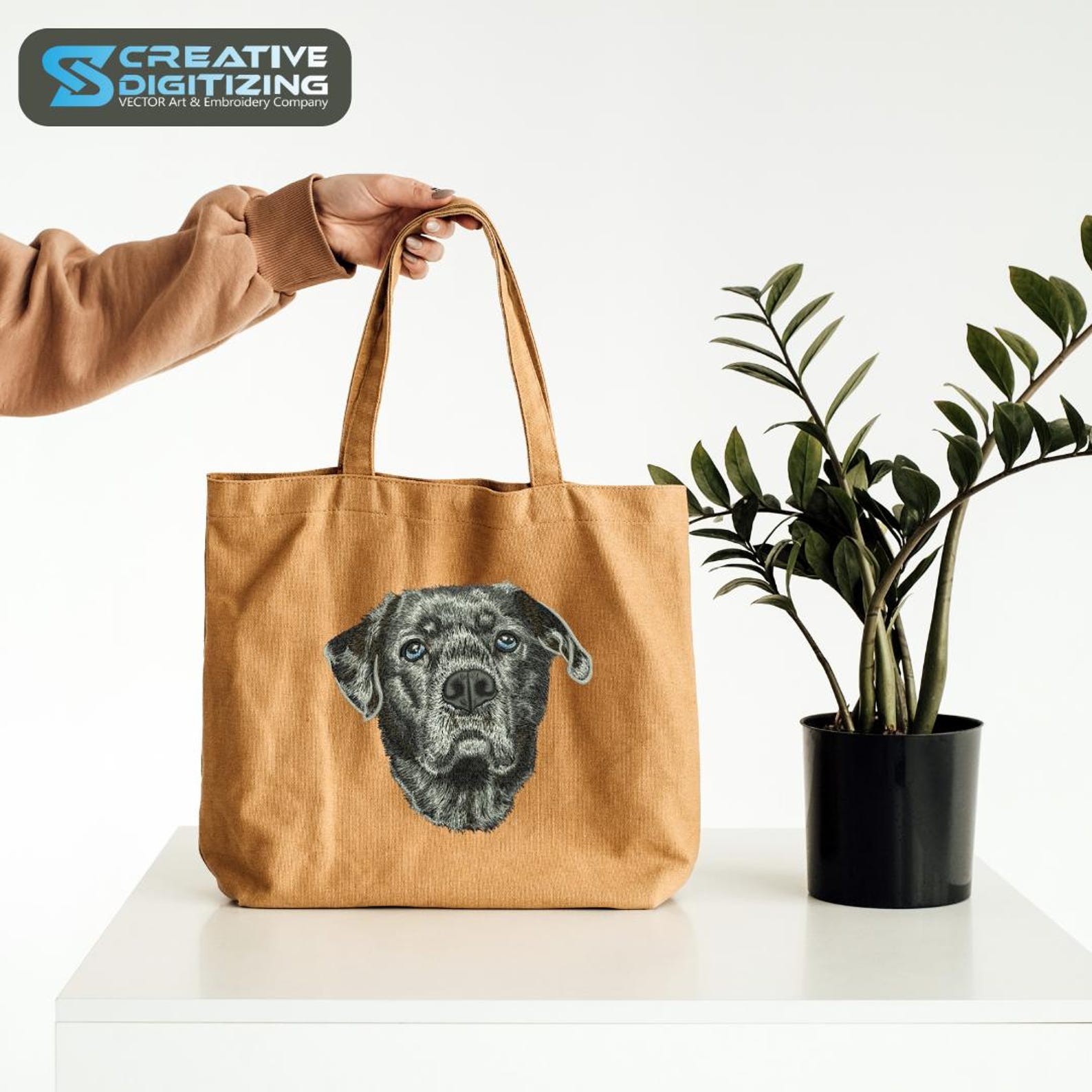Black Labrador Retriever Embroidery Design: Realistic Dog Portrait ...