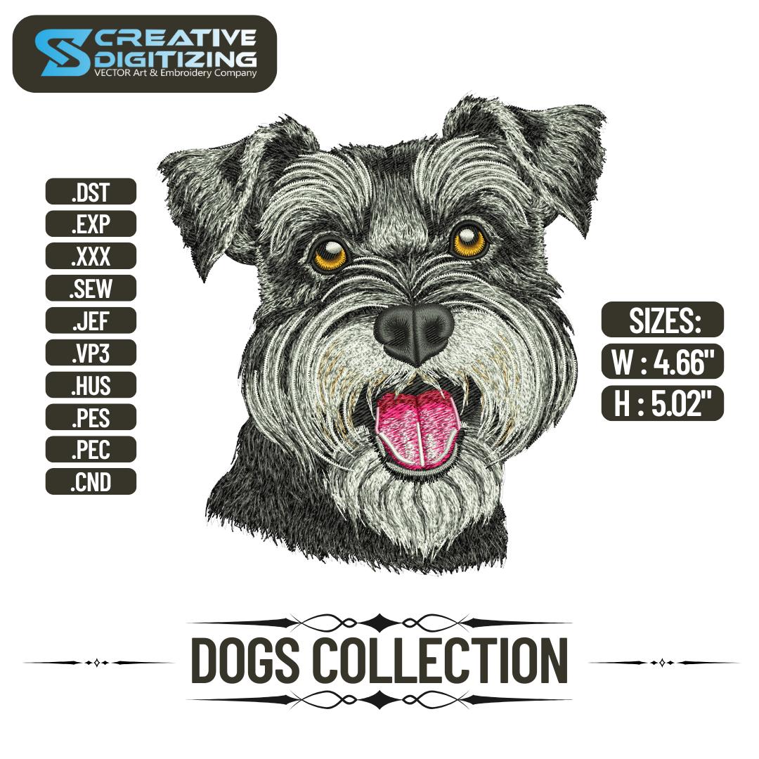 Schnauzer Dog Embroidery Design: Realistic Pet Pattern (digital ...