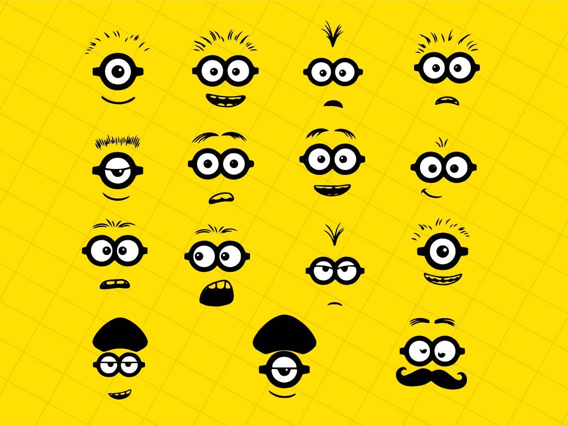 15 Minion Face Svg Bundle, Cute Minion, Minion Face, Minion Head, Funny ...
