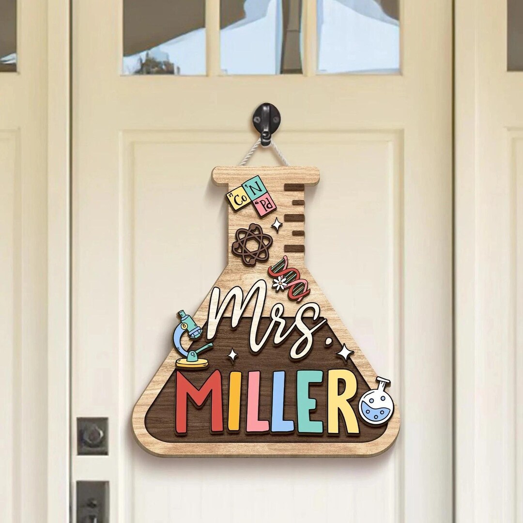 Science Classroom Door Sign, Beaker Shaped Teacher Sign, Chemistry Lab ...