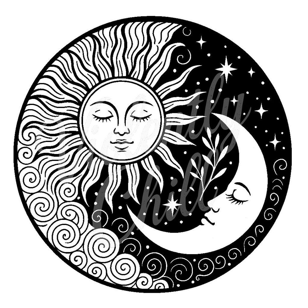Sun & Moon Ying Yang Coloring Page • Printable Digital Download - Etsy