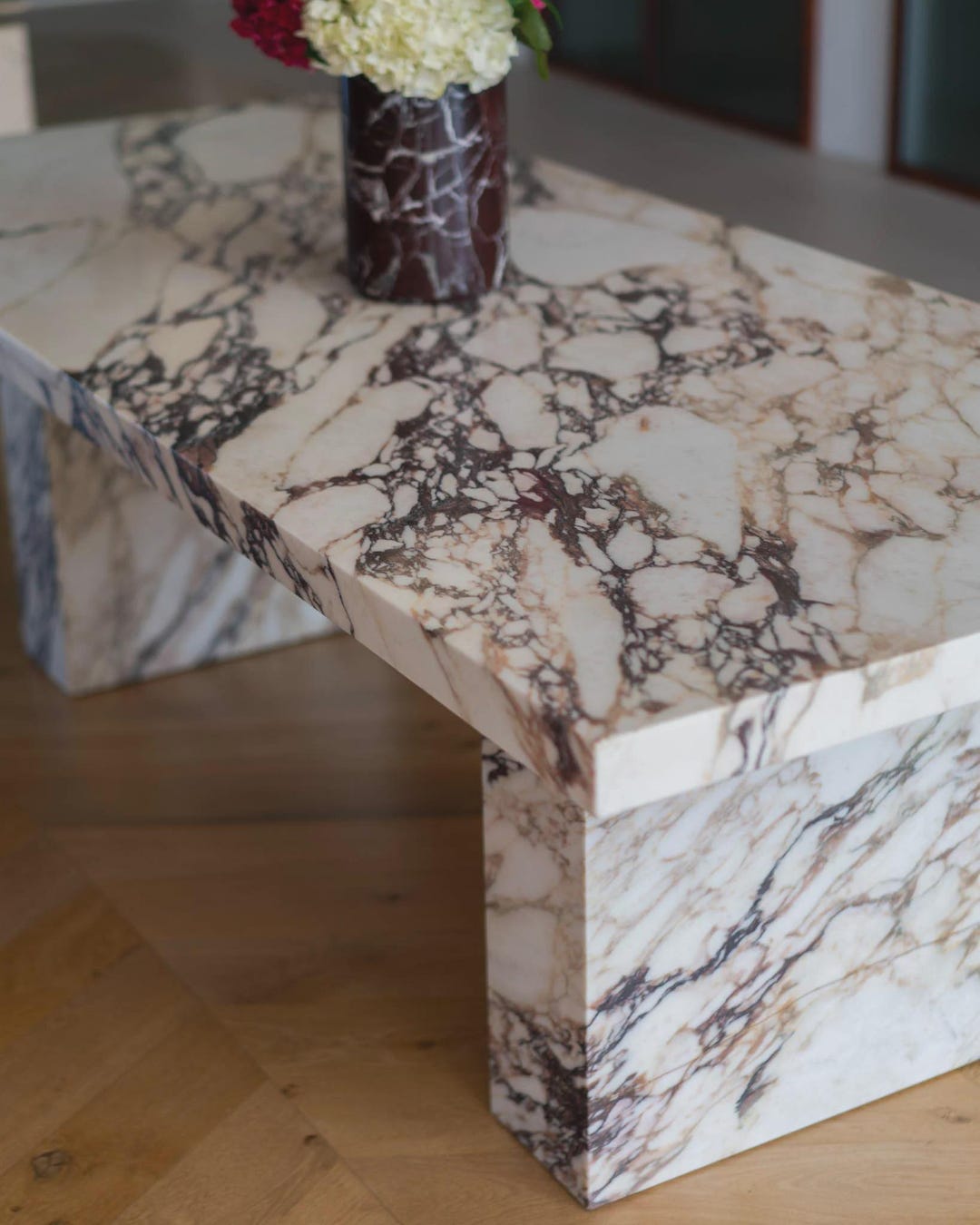 Rectangular Calacatta Viola Marble Dining Table Top | Handmade | White ...