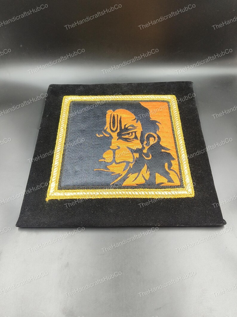 Modern Hanuman Embroidery Wall Art | Velvet Frame | Lord Hanuman Decor ...