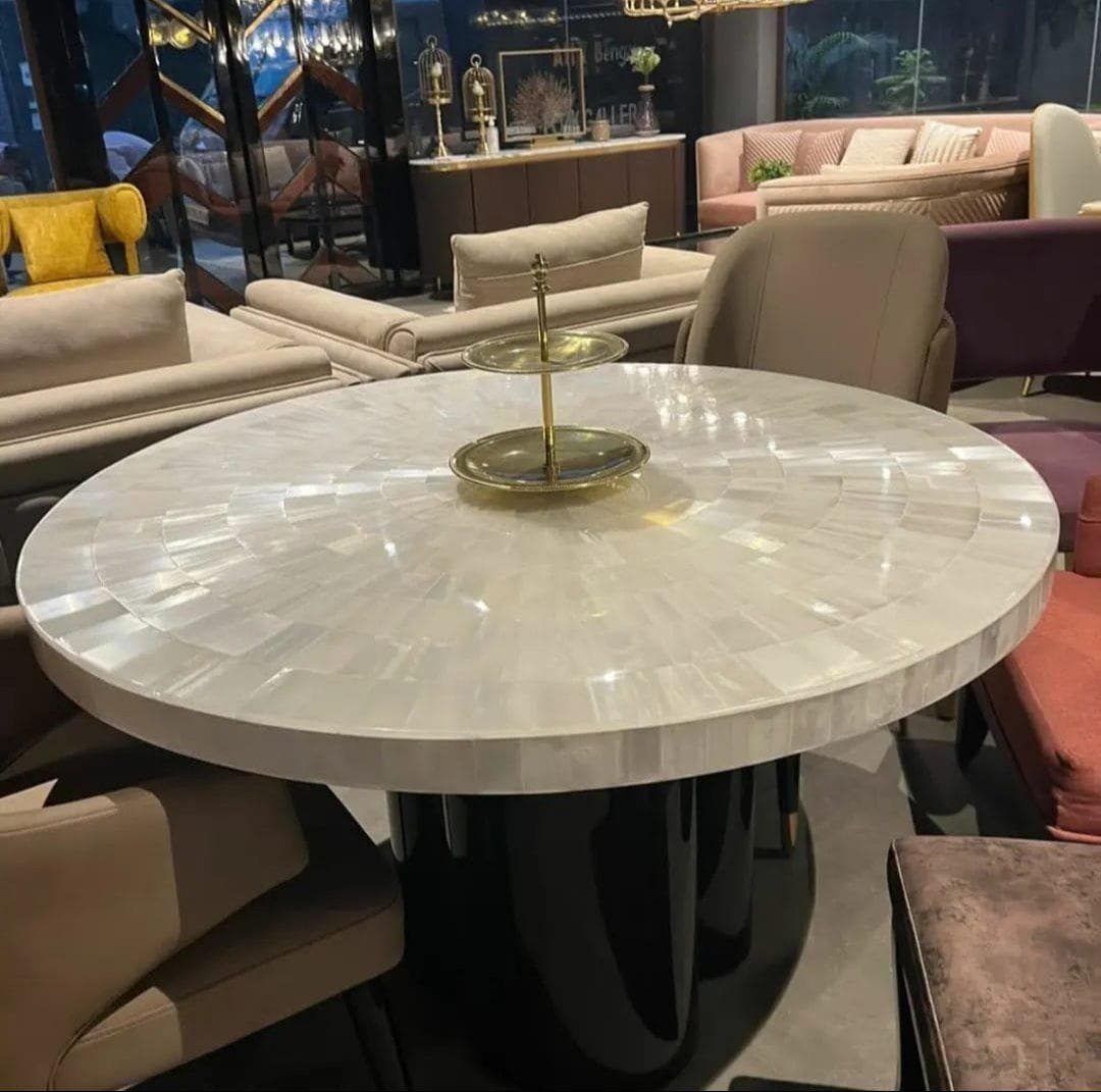 Handcrafted Selenite Round Table Top | Customizable Accent Piece - Etsy