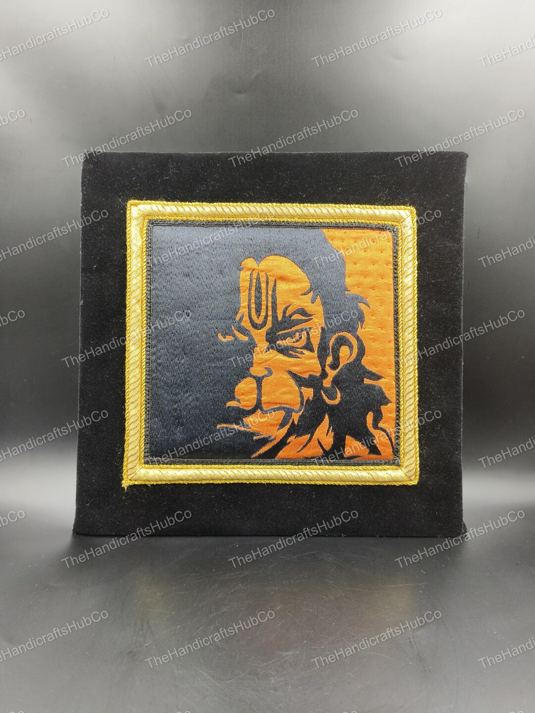 Modern Hanuman Embroidery Wall Art | Velvet Frame | Lord Hanuman Decor ...
