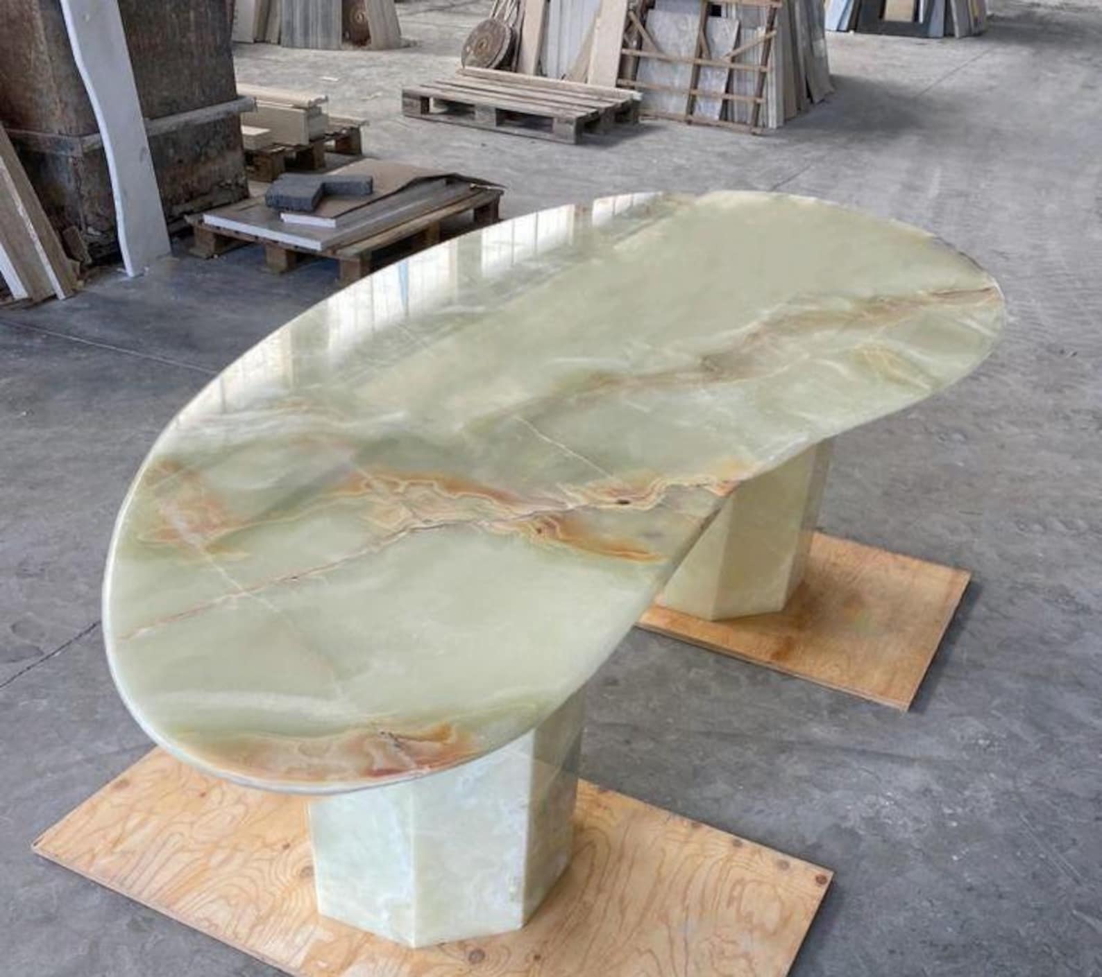 Handmade Oval Green Onyx Table Top | Dining Table | Natural Stone ...