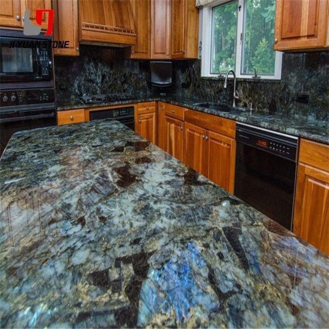 Rectangular Labradorite Kitchen Countertop | Luxury Crystal Kitchens ...