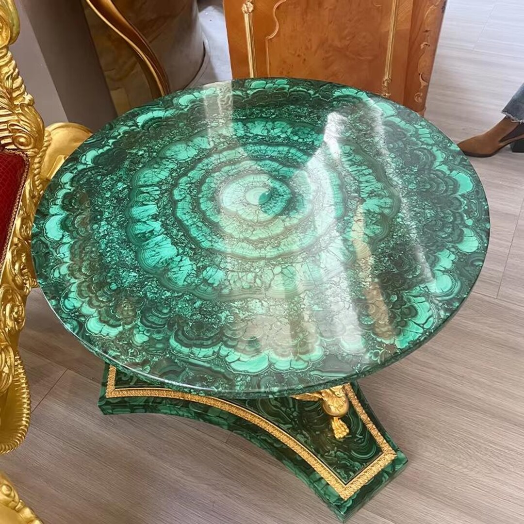 Round Malachite Table Top | Spiral Pattern, Customizable - Etsy