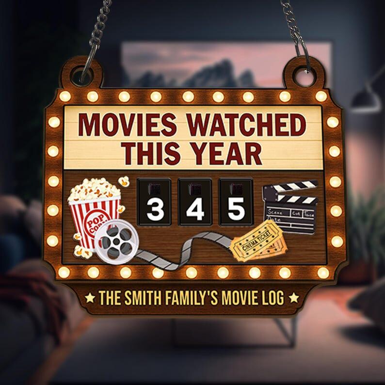 Personalized Vintage Movie Tracker Sign, Movies Watched This Year Decor ...