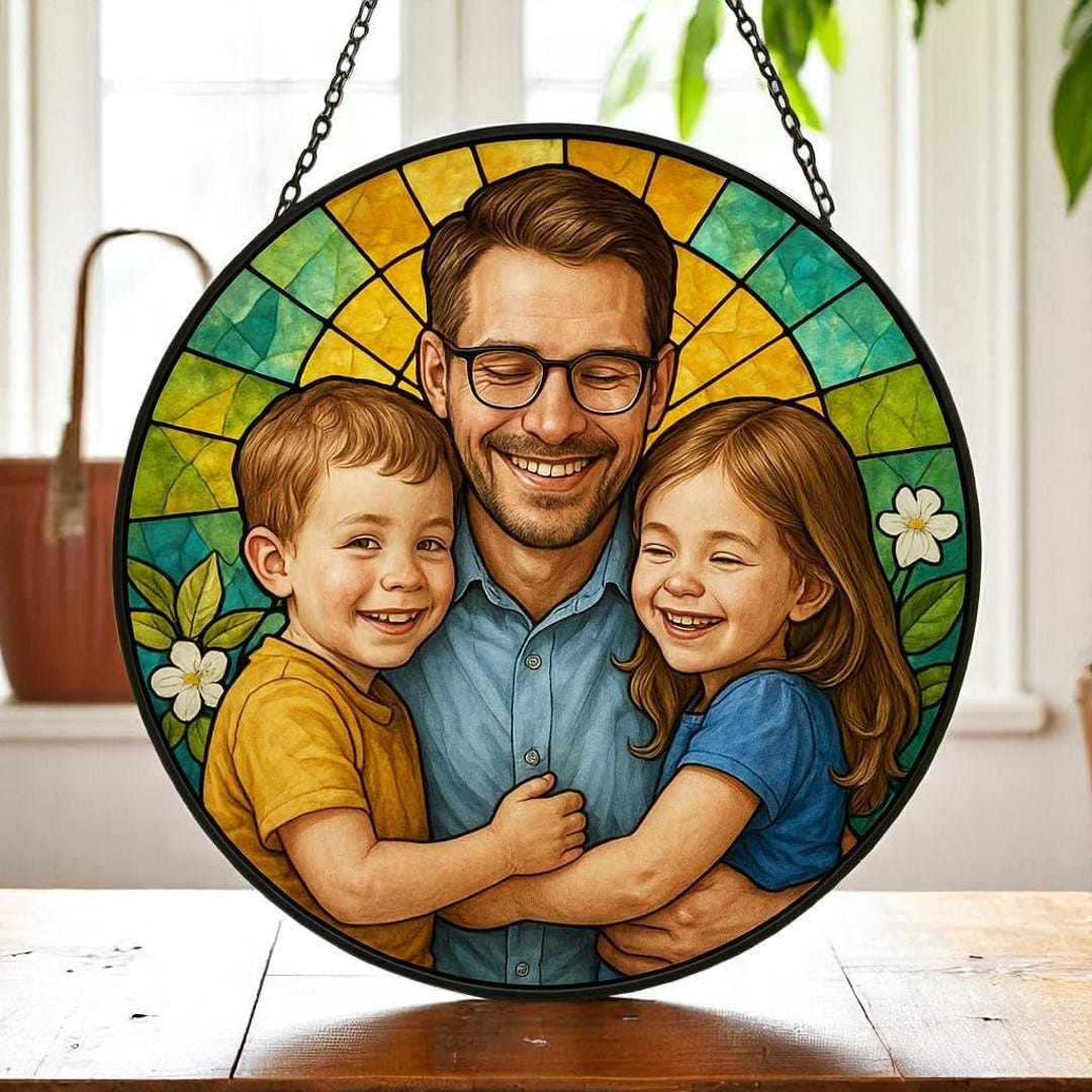Personalized Photo Suncatcher Gift – Custom Family Portrait, Faux ...