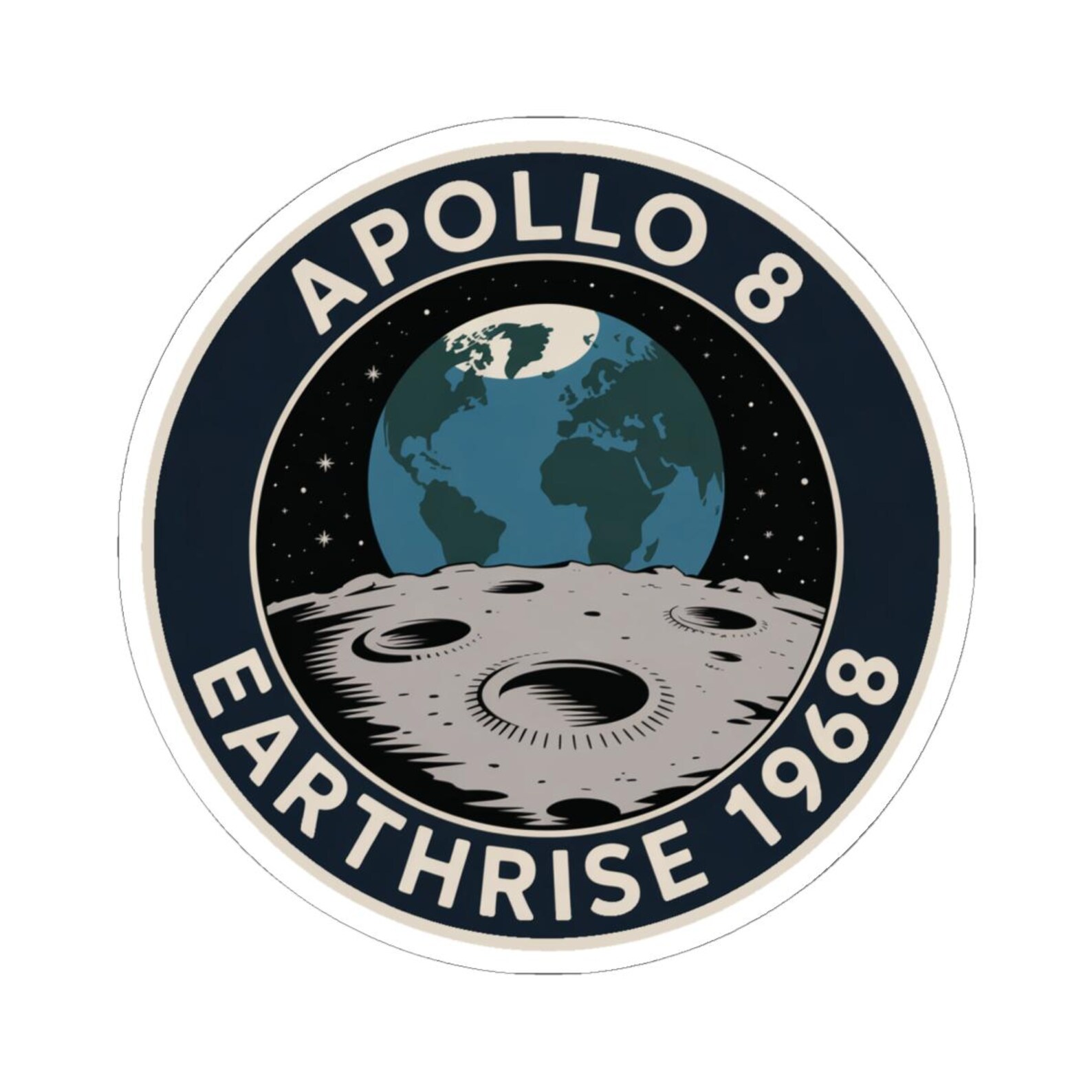 Apollo 8 Earthrise 1968 Sticker | Vinyl Decal NASA Moon Cell Laptop ...
