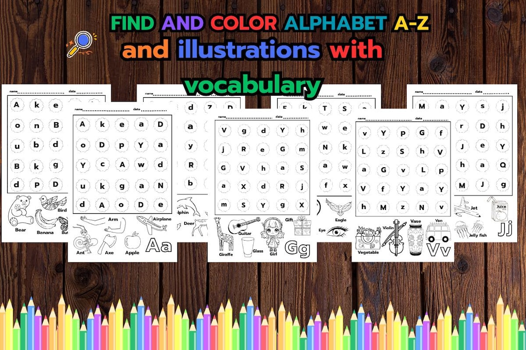 Alphabet Find and Color Activity Book: Printable Kids Learning Game ...