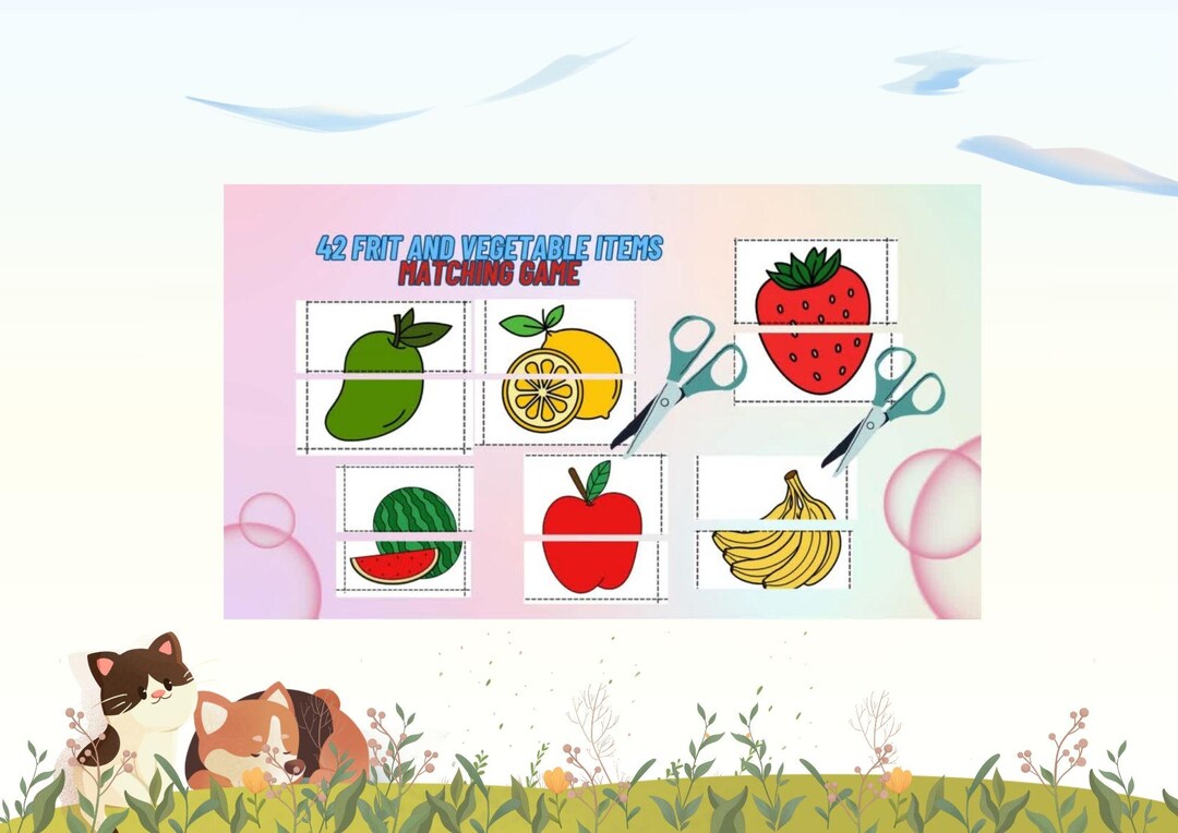 Fruit & Veggie Matching Game: Printable Kids Activity (digital Download ...