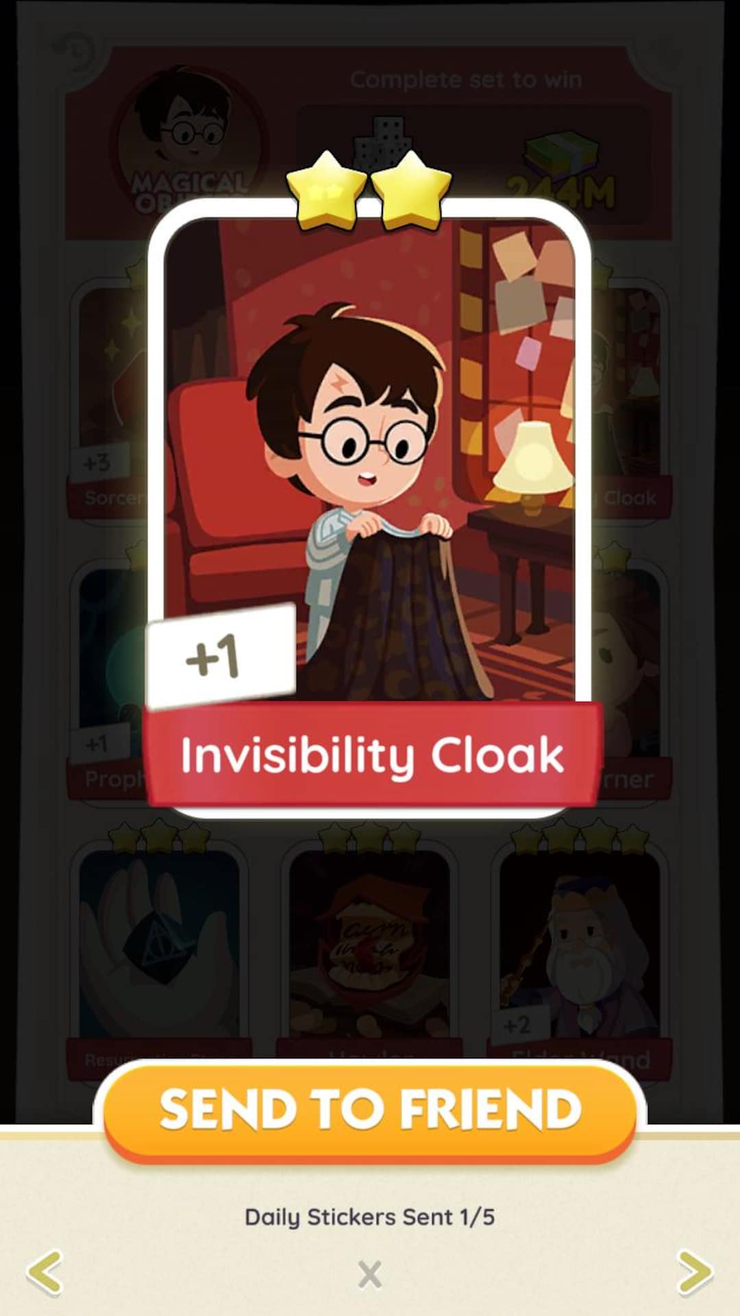 Invisibility Cloak - Set 11 Monopoly Go HARRY POTTER Album - 1 X - Etsy