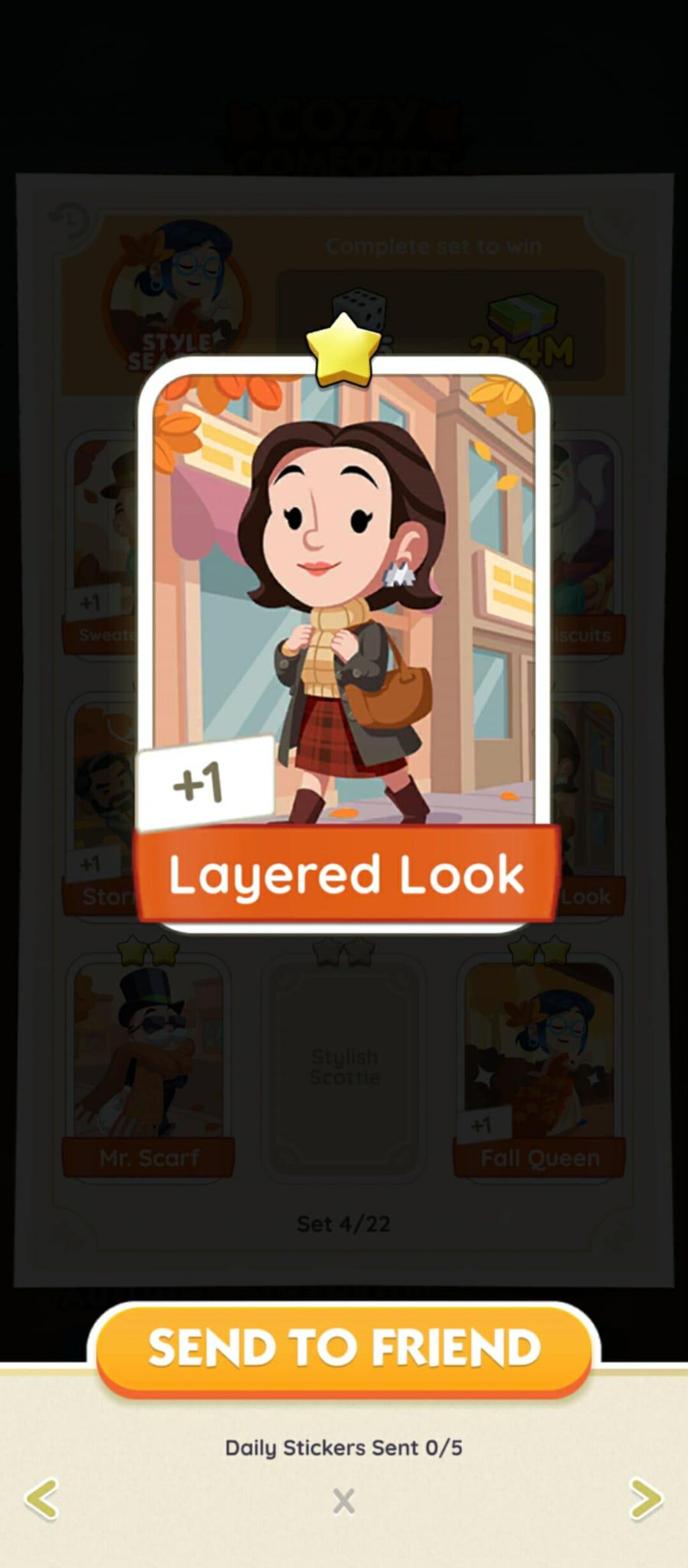 Layered Look -set 4-1 Star COZY COMFORTS Album Mon_opoly Go-1 X [read ...