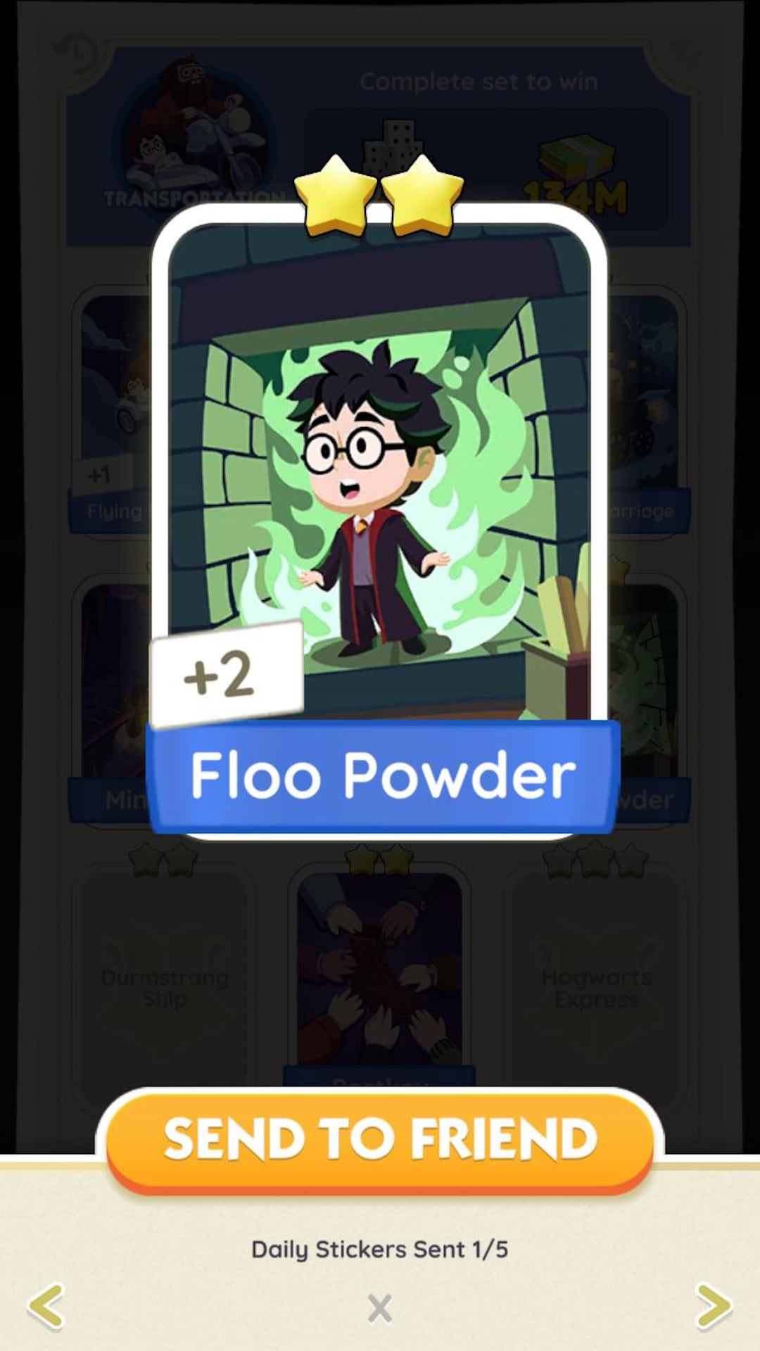Floo Powder - Set 6 Monopoly Stickers HARRY POTTER Album - 1 X - Etsy