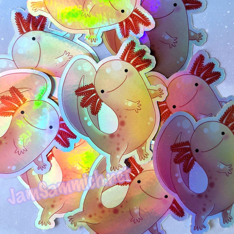 Axolotl Holographic Vinyl Sticker - Etsy