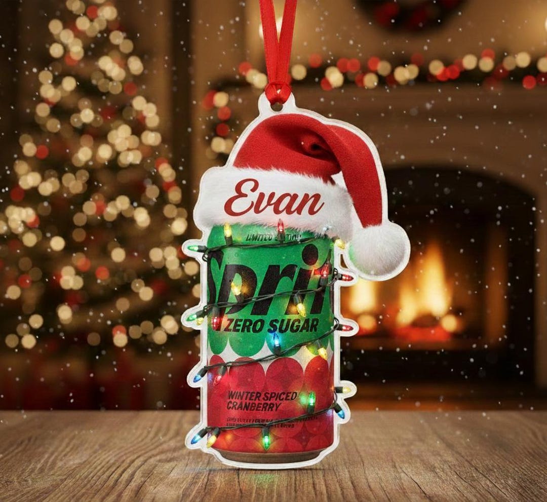 Custom Name Sprite Zero Sugar Santa With Xmas Lights Acrylic Ornament ...