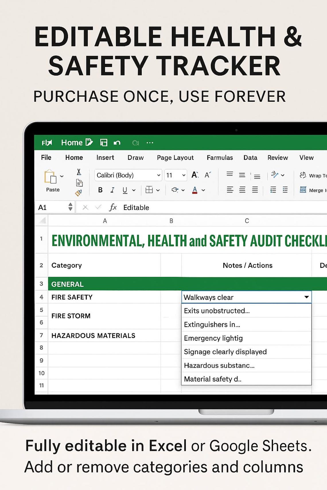 Safety Audit Checklist Template | Printable Health and Safety ...