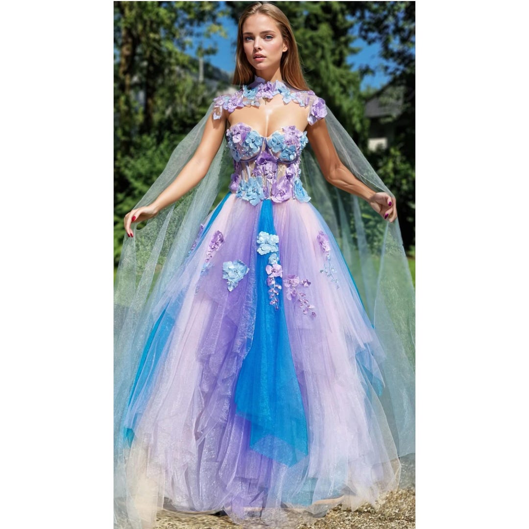 Fantasy Prom Tulle Dress,fairy Elven Prom Dress,alternative Wedding ...
