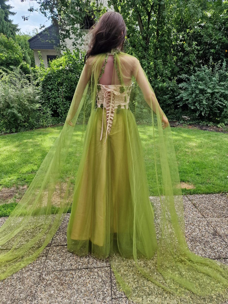 Green Fantasy Prom tulle dress,Fairy elven prom dress,larp alternative ...