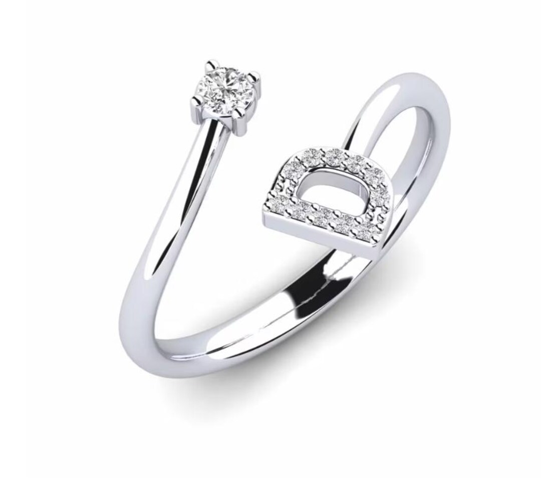 Silver D Initial Ring – A to Z Letter Ring – Personalized Name Jewelry ...