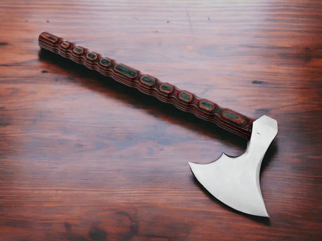 Decorative Handmade Axe – Steel Blade and Carved Handle – Unique Viking ...