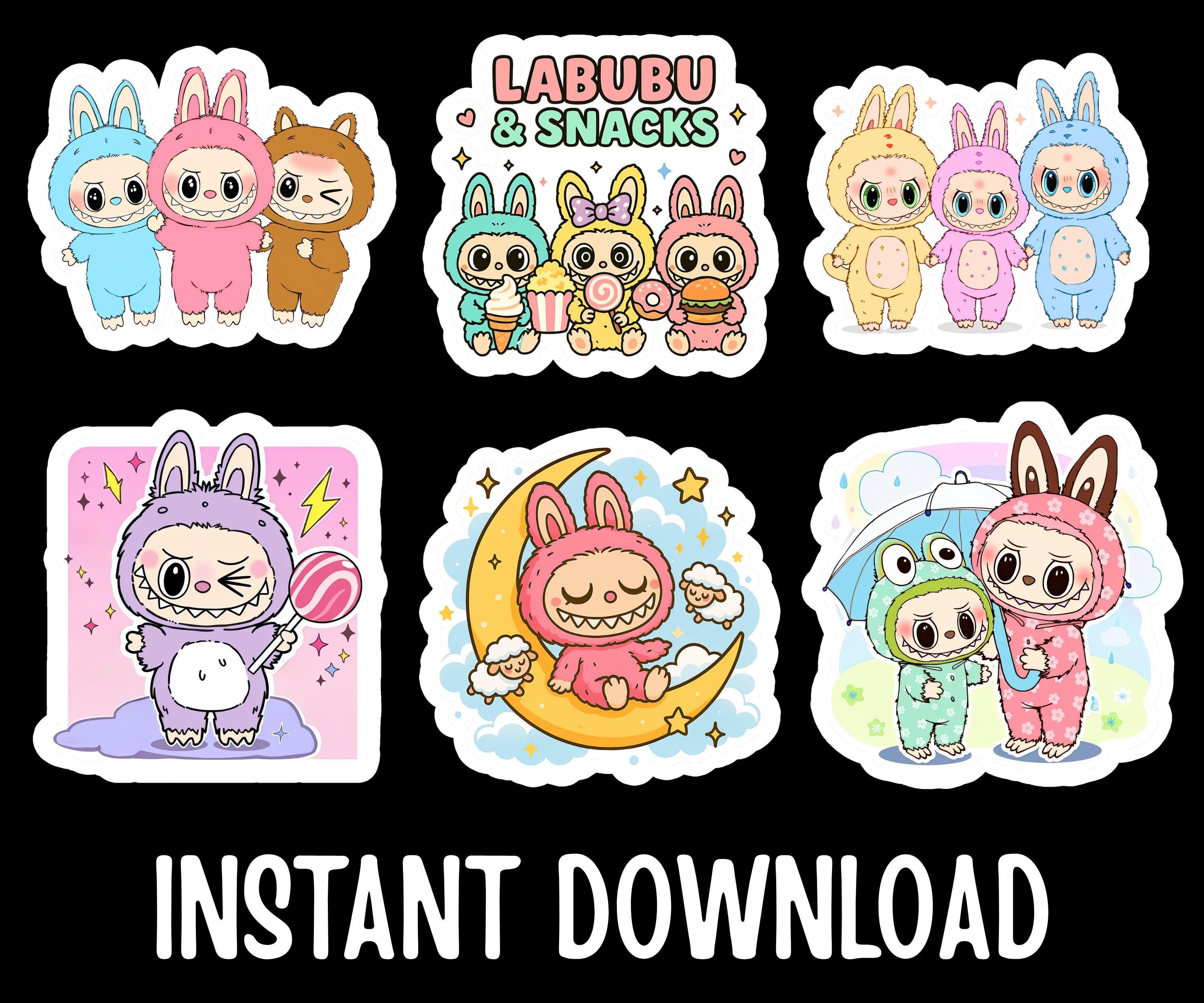 Labubu Stickers Bundle, 40+ Labubu Stickers, Kawaii Bunny Halloween ...