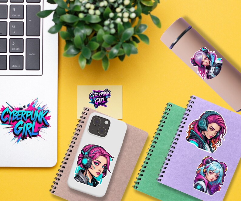 Cyberpunk Stickers Bundle, 35+ Digital PNG Stickers, Cyperpunk PNG ...