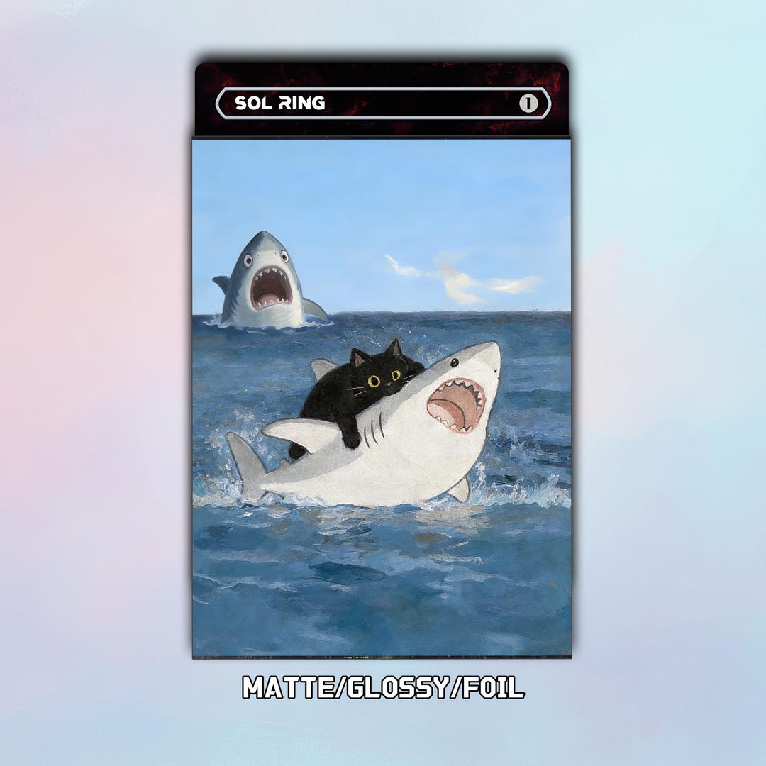 Absurd Whimsical Art - Black Cat & Shark Tcg/mtg Card Sleeves,mtg ...
