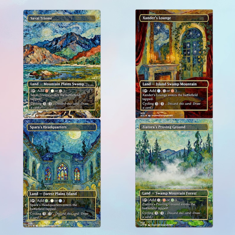 Oil Painting Style Triome Lands Proxy EDH Commander Full Art,mtg Proxy ...