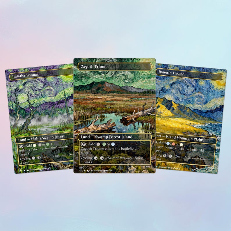 Oil Painting Style Triome Lands Proxy EDH Commander Full Art,mtg Proxy ...