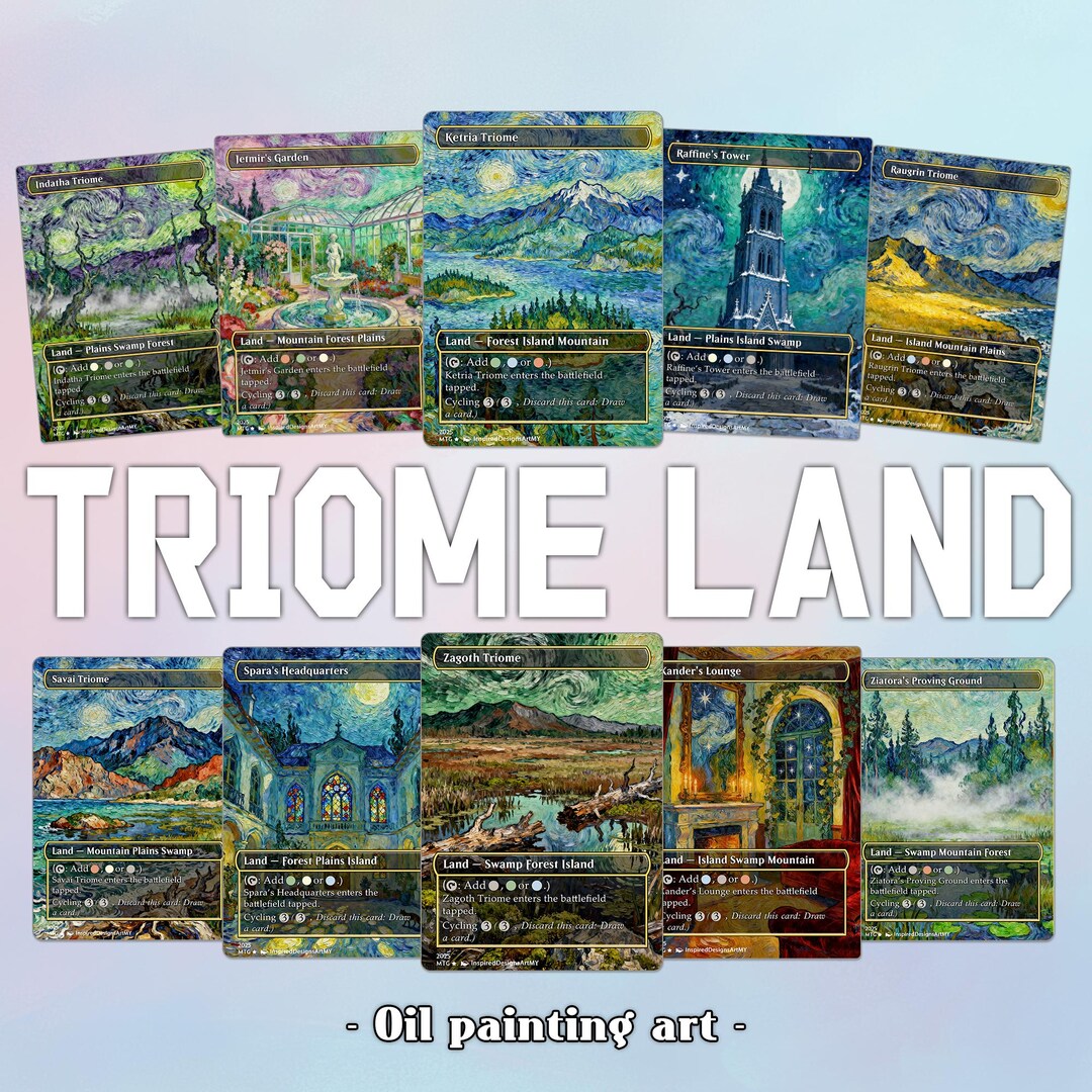 Oil Painting Style Triome Lands Full Art Proxies for Your Commander ...