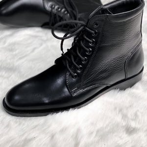 Classic Black Leather Ankle Boots | Men's Lace-up Dress Boots | Formal ...