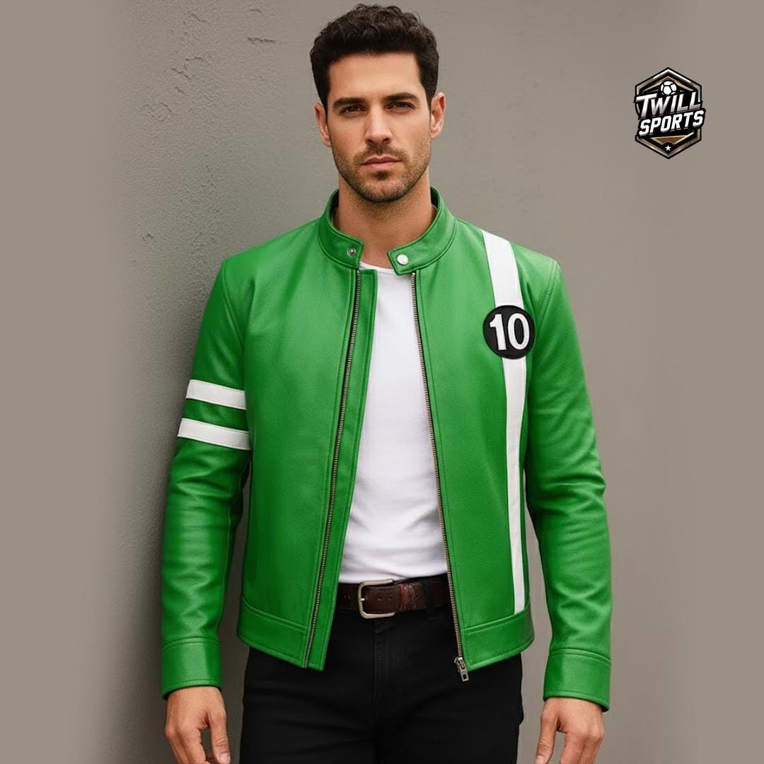 Ben 10 Cosplay Jacket | Handmade Green Faux Leather Biker Costume - Etsy