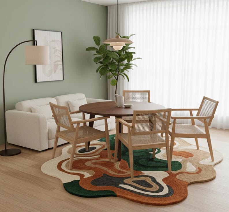 Handtufted Wool Rug Organic Abstract Multicolor Carpet Modern Artistic ...