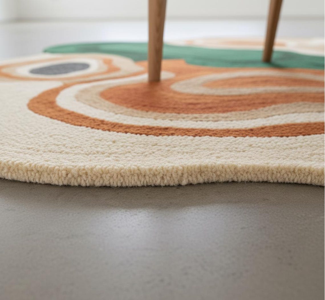 Handtufted Wool Rug Organic Abstract Multicolor Carpet Modern Artistic ...