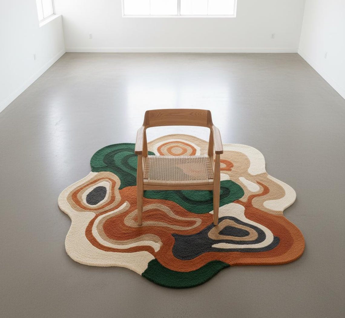 Handtufted Wool Rug Organic Abstract Multicolor Carpet Modern Artistic ...