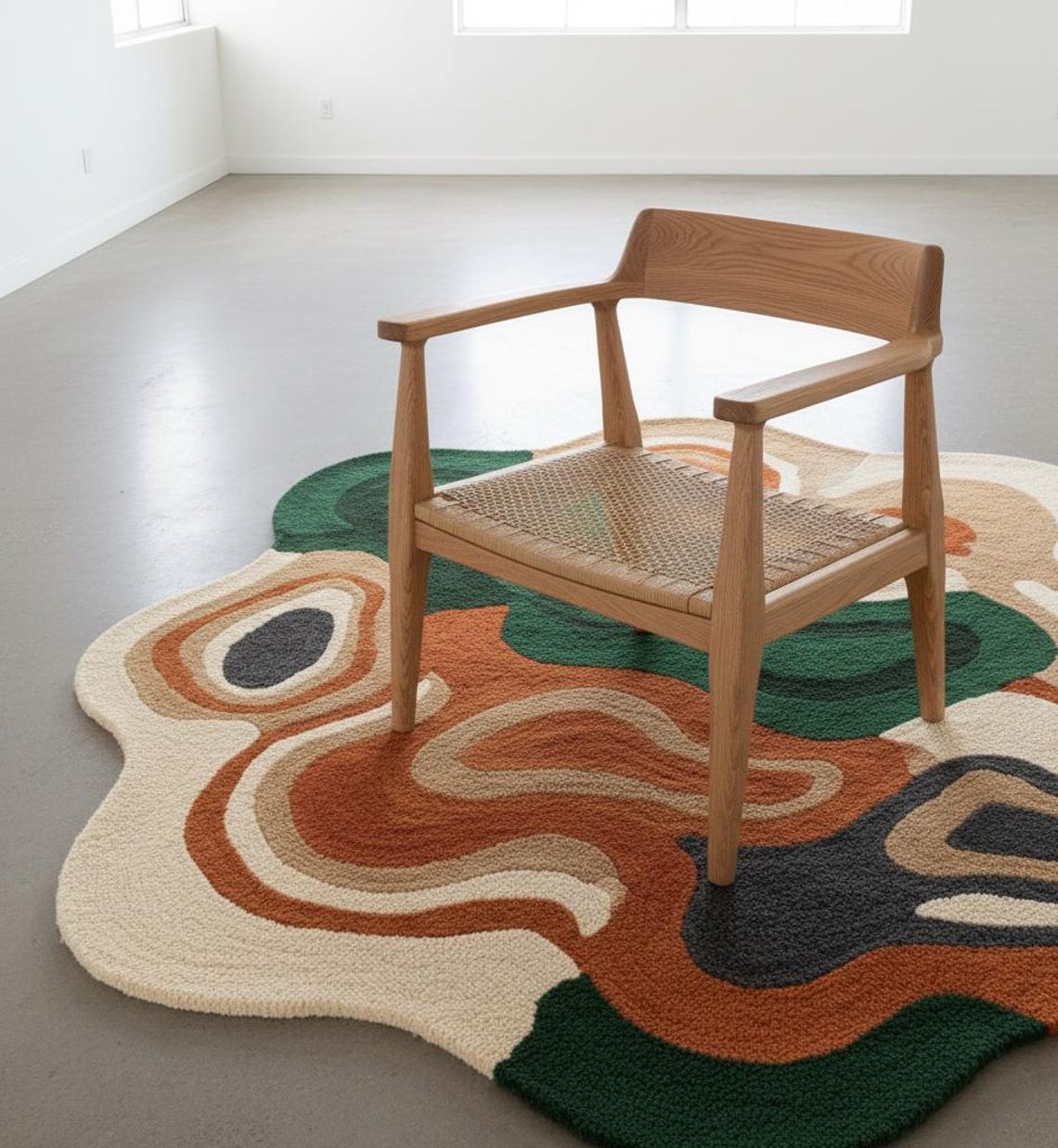 Handtufted Wool Rug Organic Abstract Multicolor Carpet Modern Artistic ...
