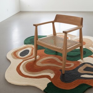 Handtufted Wool Rug Organic Abstract Multicolor Carpet Modern Artistic ...