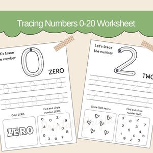 Tracing Numbers 0-20 Printable, Preschool Worksheets, Traceable Numbers ...