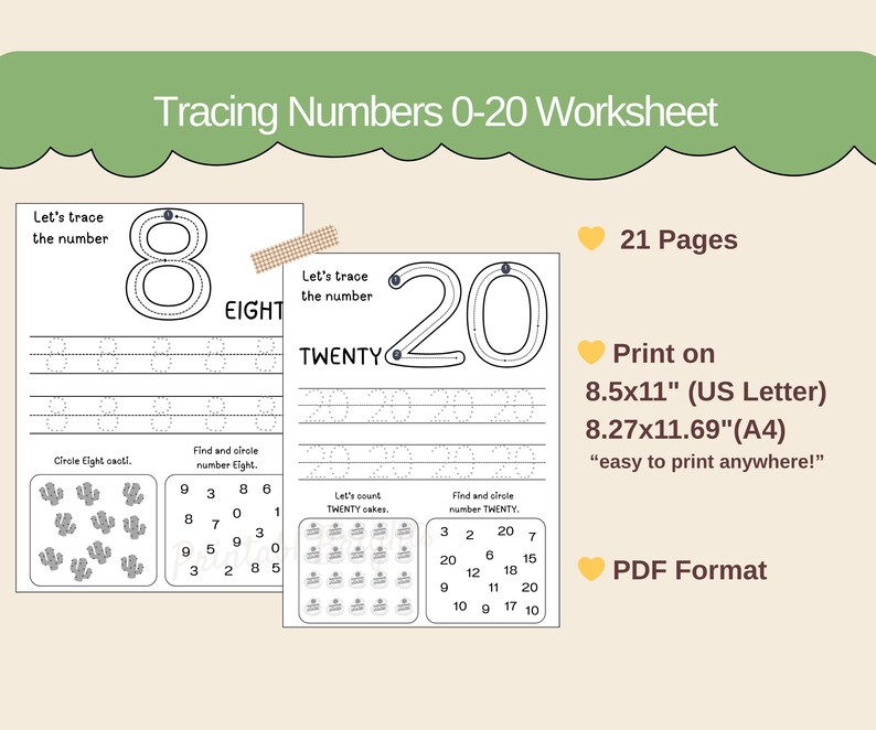 Tracing Numbers 0-20 Printable, Preschool Worksheets, Traceable Numbers ...