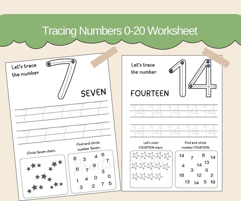 Tracing Numbers 0-20 Printable, Preschool Worksheets, Traceable Numbers ...