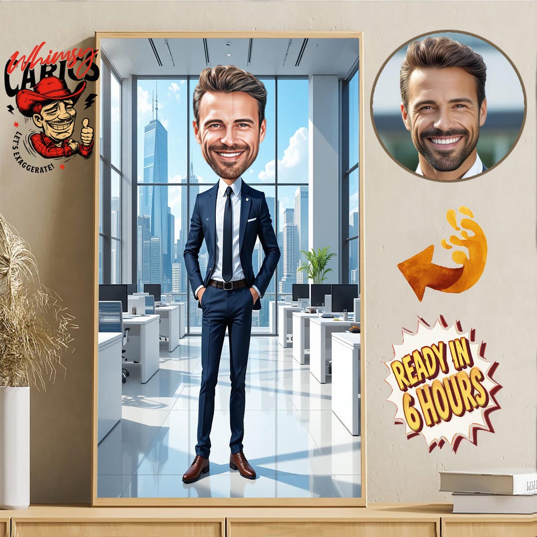 Custom Businessman Caricature: Personalized CEO Cartoon Portrait ...