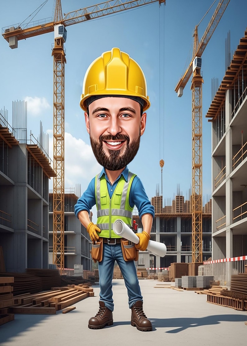 Personalized Civil Engineer Caricature: Custom Portrait Drawing ...